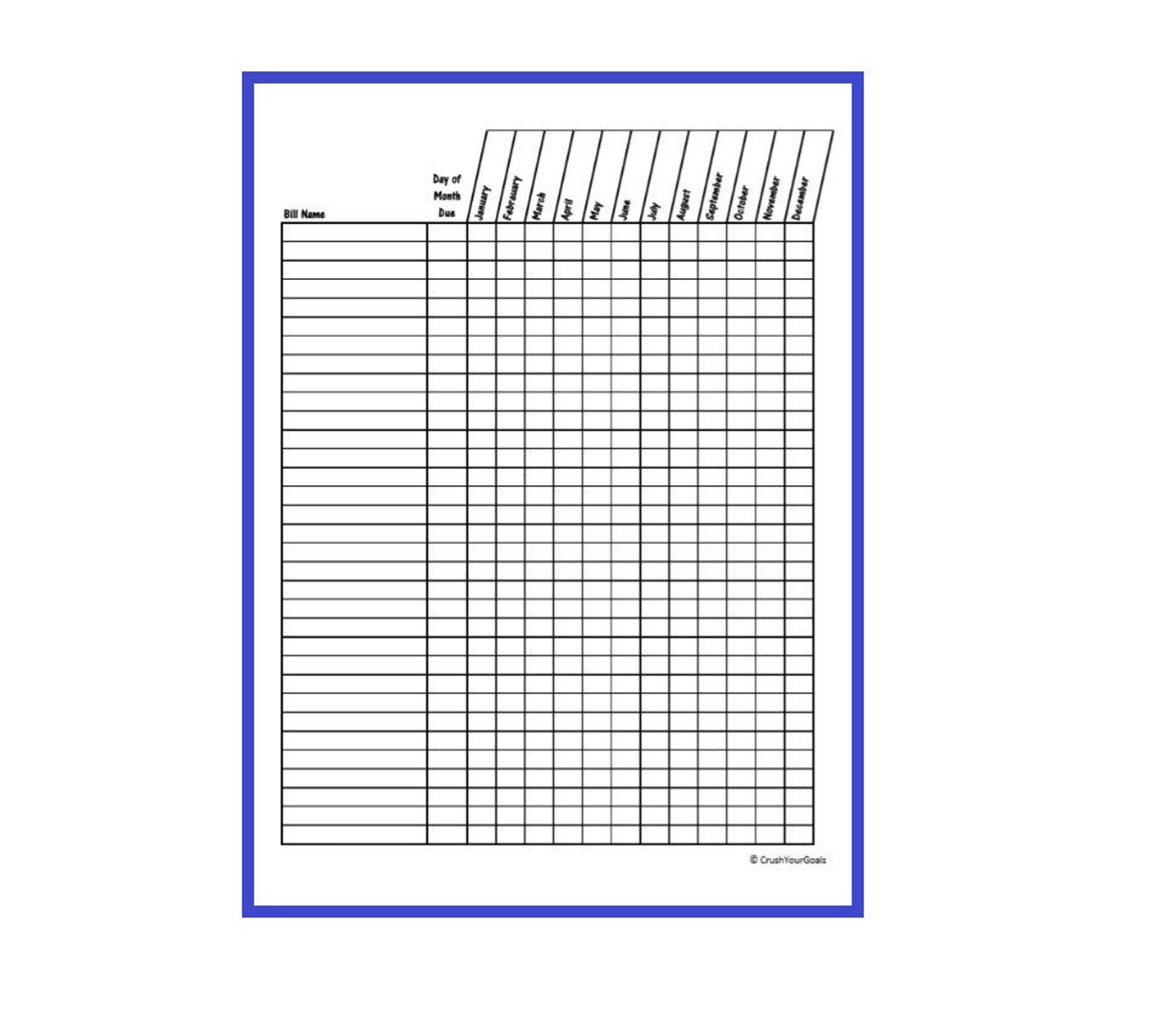 Bill Tracker Chart - 2 Page Set! Yearly and Monthly - Bill Planner ...