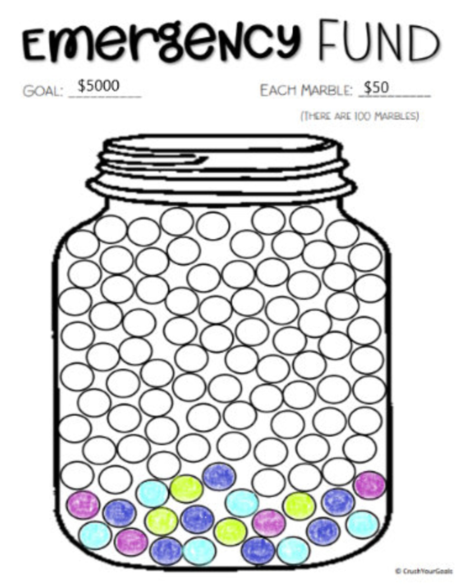 Emergency Fund Goal Chart, Emergency Fund Goal Printable, Emergency ...