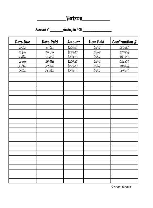 Bill Tracker Chart - 2 Page Set! Yearly and Monthly - Bill Planner ...
