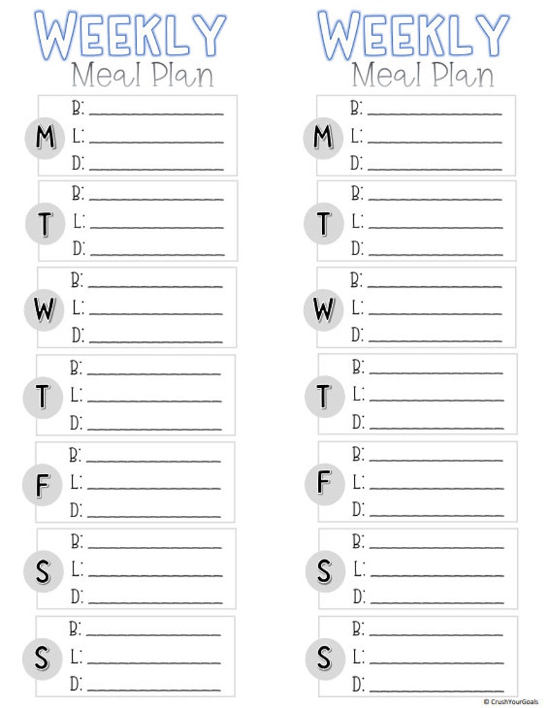 Weekly Meal Plan Tracker - Food Tracker, Eat at Home, Meal Plan, Plan ...