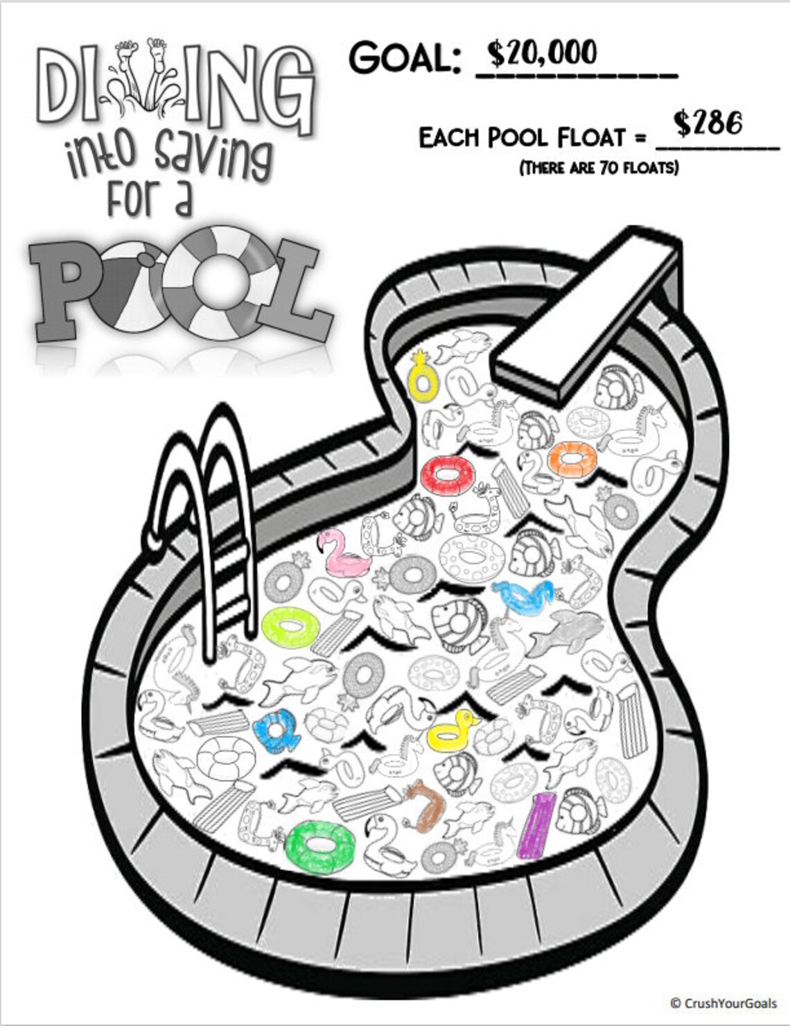 POOL Savings Tracker Dave Ramsey, Savings Tracker Printable, Visual ...