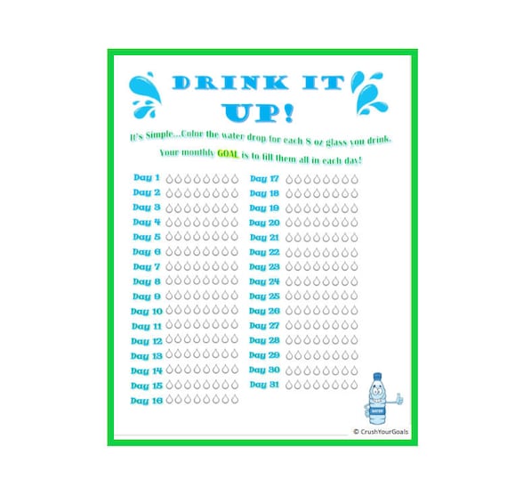 Drink It Up Water Consumption Tracker Fitness Tracker - Etsy