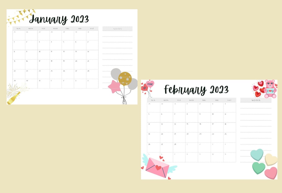 Printable Themed 2023 Calendar - Etsy