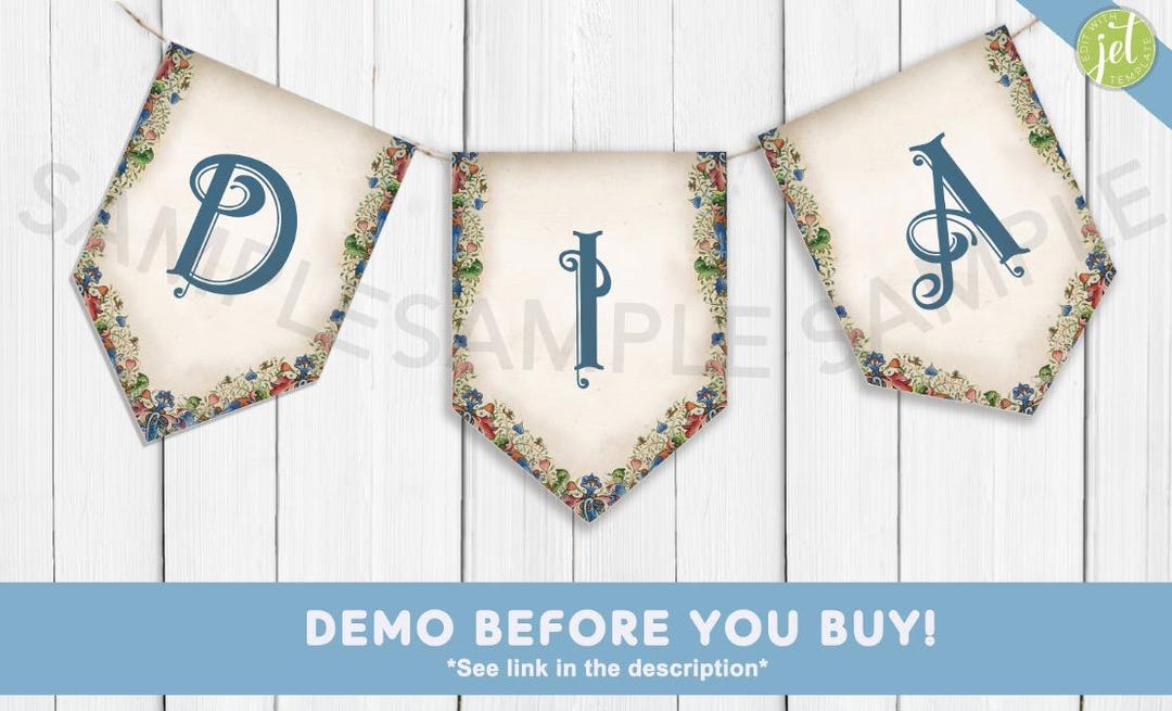 Medieval Illuminated Banner_printable Bunting Garland Instant Download ...