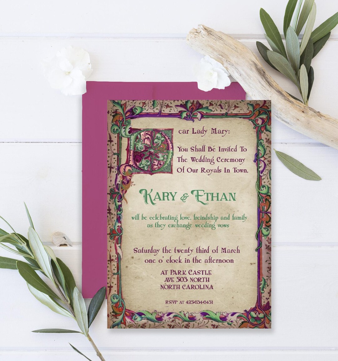 Editable Medieval Wedding Invitation_printable Book of Hours Invitation ...