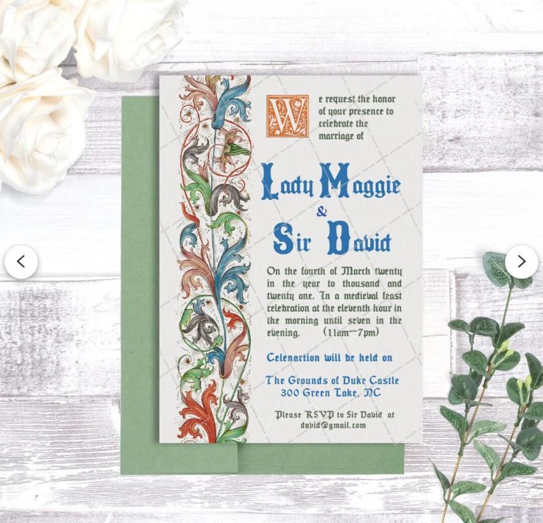 Medieval Manuscript Editable Wedding Invitation Template, Printable ...