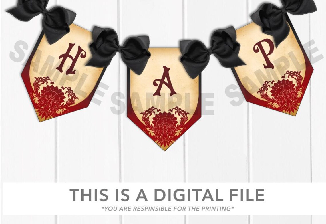 Gothic Inspired Banner_printable Bunting Garland Instant Download ...