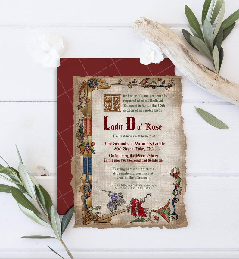 Editable Medieval Wedding Invitation_printable Template_royal Scroll ...
