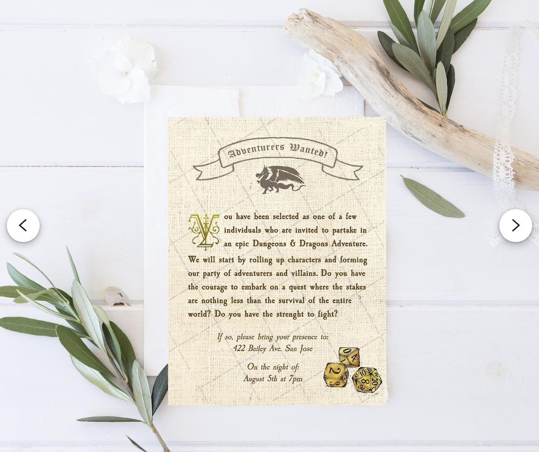 D20 Dice Game Night Invitation Template, RPG Invite_dungeons and ...