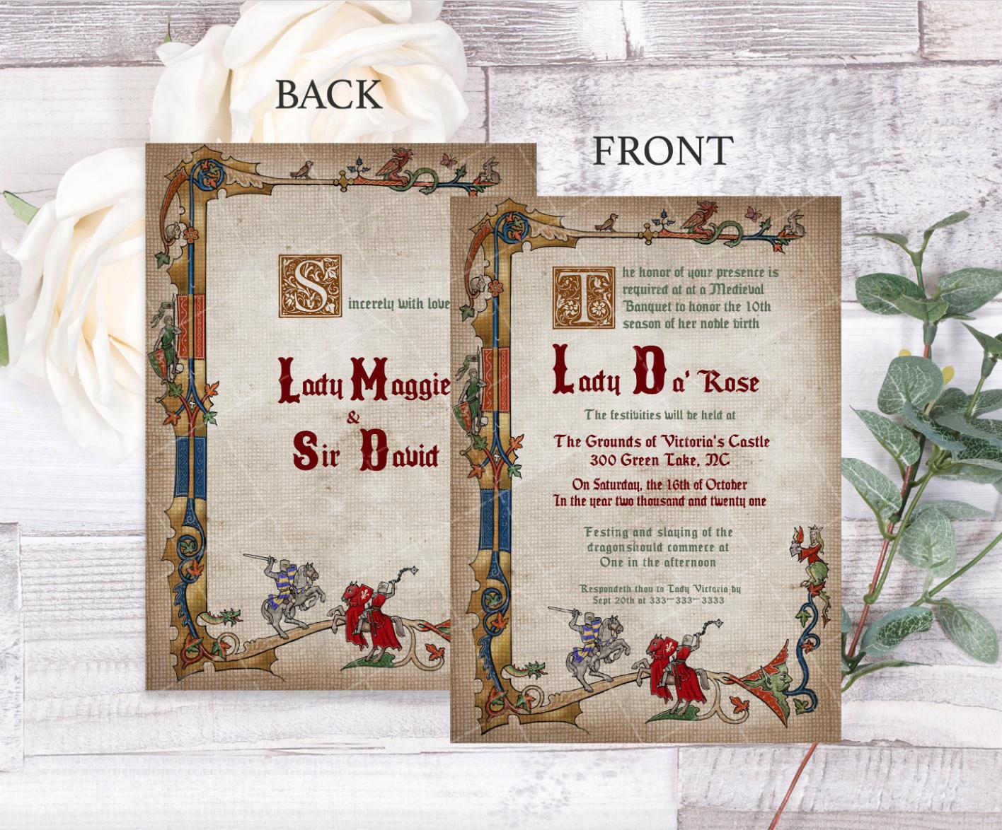 Editable Medieval Wedding Invitation_printable Template_royal Scroll ...