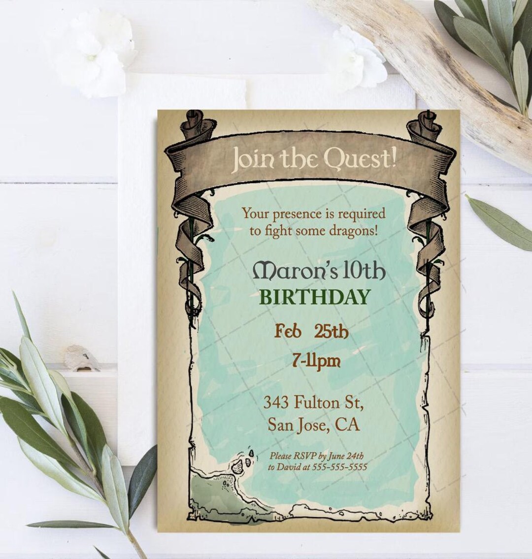 Vintage Map Birthday Invitation Template, RPG Invite_dungeons and ...