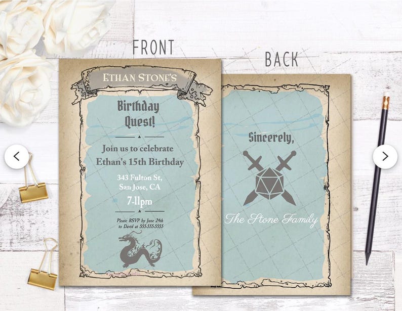 Dungeons and Dragons Bundle Invitation Template_vintage Map Birthday ...