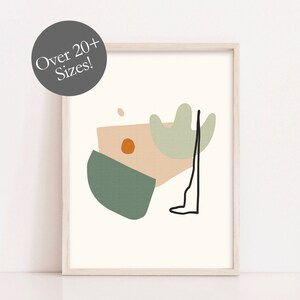 Mid Century Modern Art Print Set of 3, Abstract Shapes Set of 3, Green ...