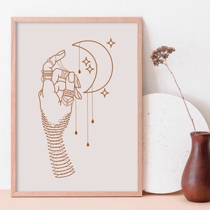 Mystical Hand Sketch, Hands With Moon Printable, Hand Drawing, Moon ...