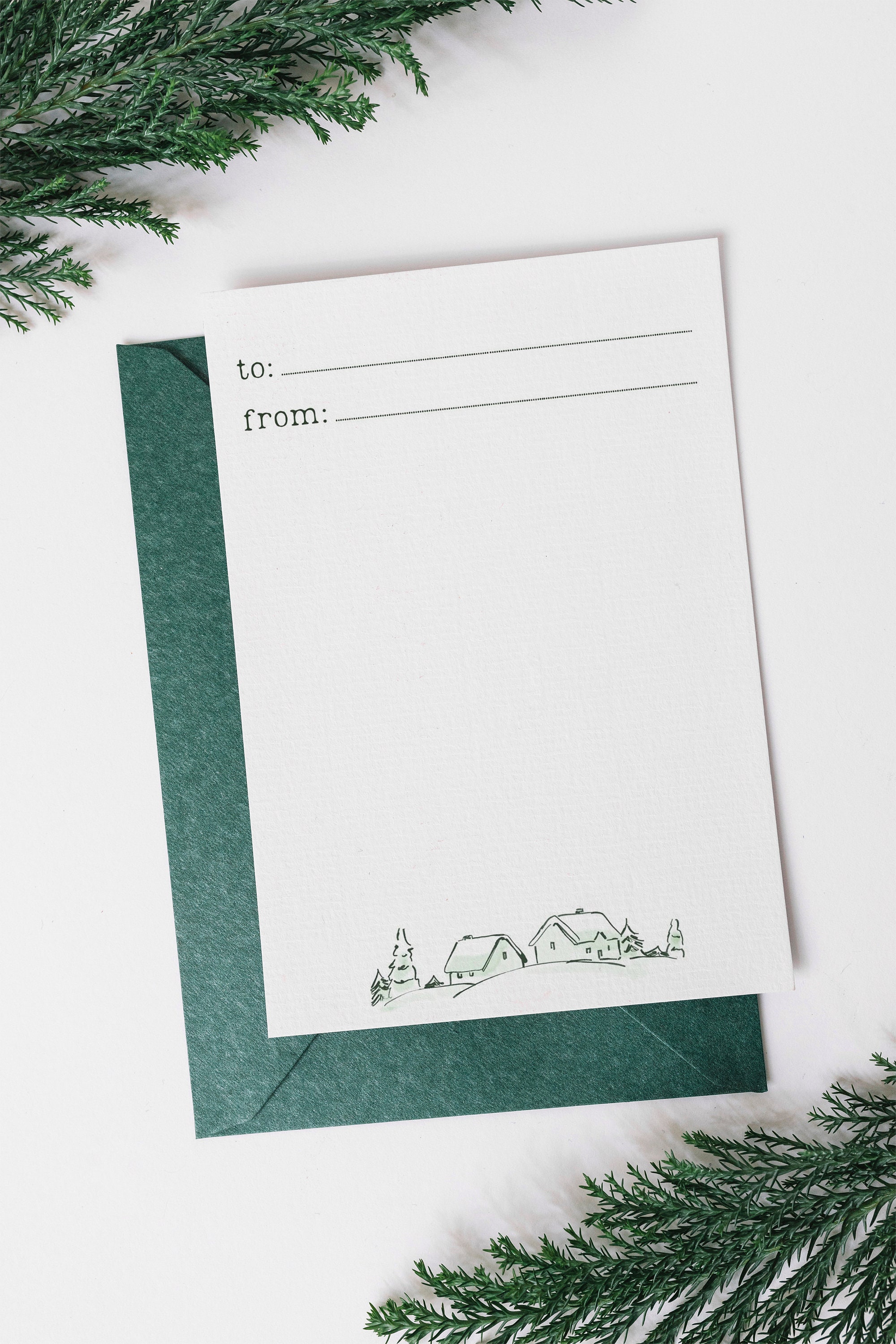 Merry Christmas Minimal Ink Pen Sketch Christmas Tree 5 X 7 Foldable ...