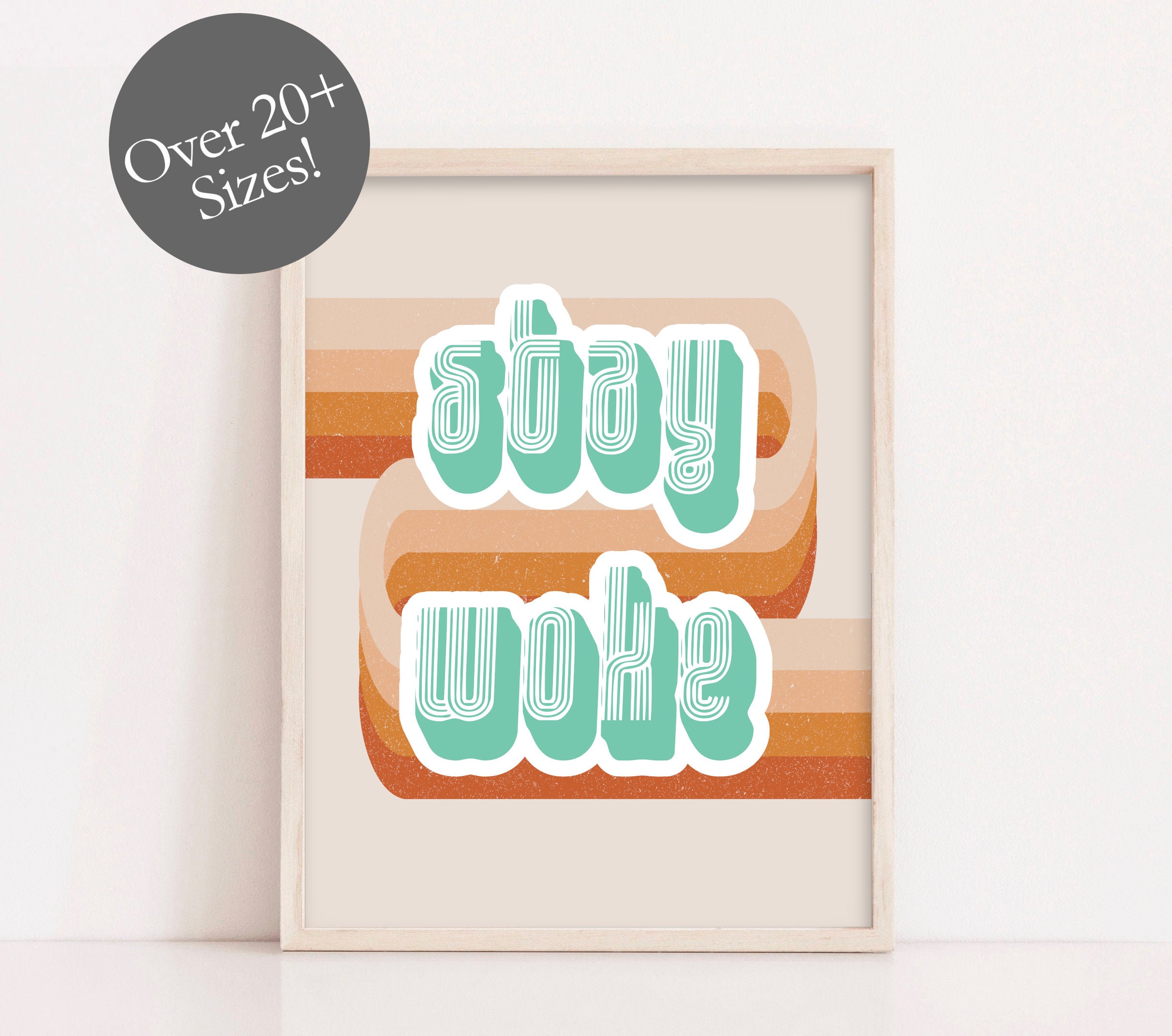 Stay Woke Retro Wall Art, 70s Home Decor, Art Deco Print, 70s Hippie ...