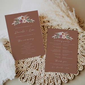 Boho Wedding Program Template Download, Bohemian Wedding Ceremony ...