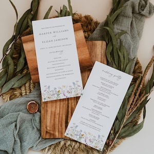 Wildflower Wedding Program Template, Spring Wedding Ceremony Program ...