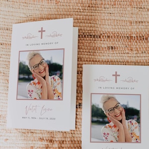 Religious Memorial Program Template Canva, Printable Funeral Program ...