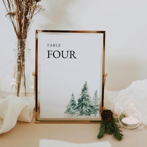 Pine Tree Table Number Set, Winter Wedding Table Numbers, Christmas ...