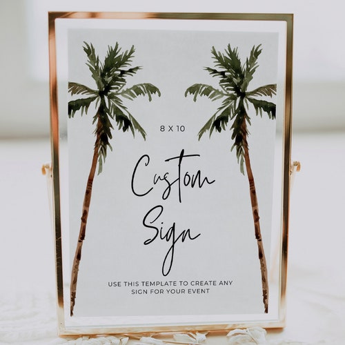 Palm Tree Wedding Sign Custom Editable Tropical Wedding Table - Etsy