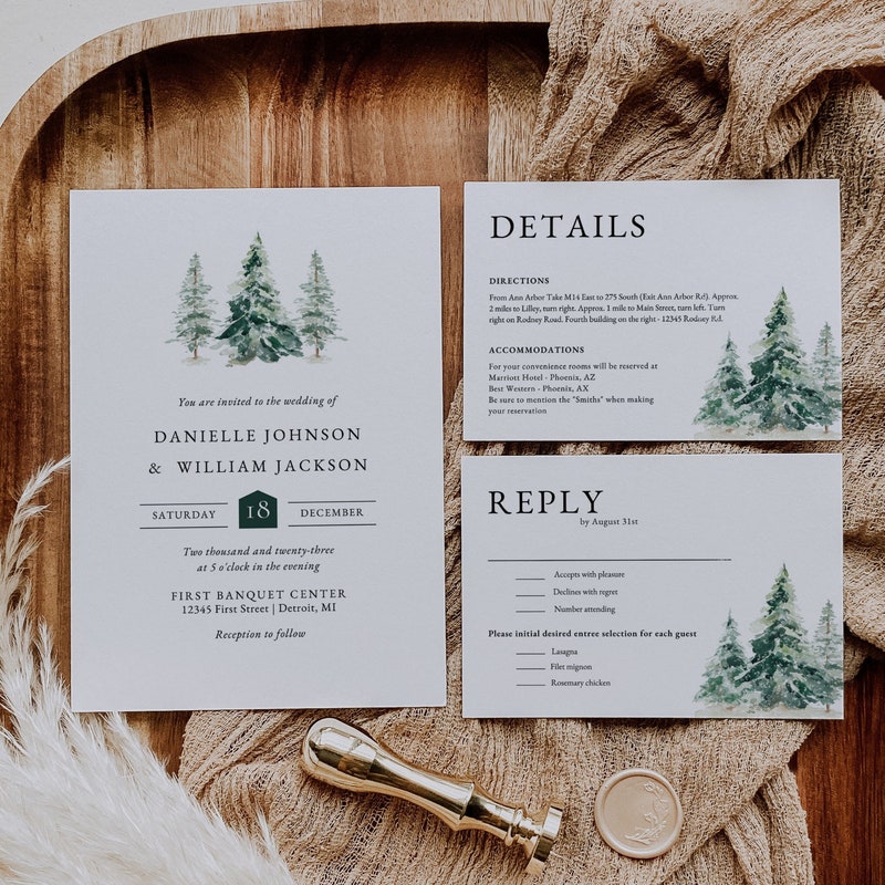 Winter Wedding Invitation - Etsy