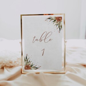 Boho Wedding Table Numbers Template, Terracotta Table Numbers Printable ...