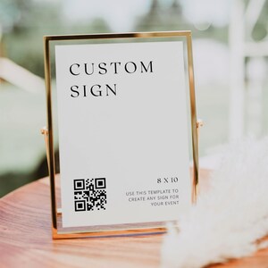 QR Code Sign Wedding, Custom Wedding Sign Template, Minimalist Wedding ...