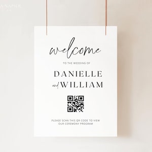 Wedding Welcome Sign With QR Code Minimalist Wedding Program - Etsy