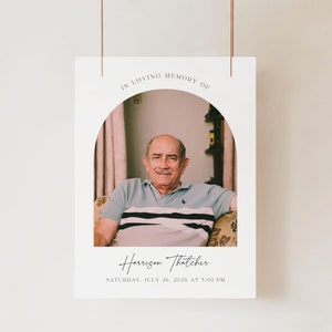 In Loving Memory Sign With Picture, Funeral Welcome Sign for Man ...
