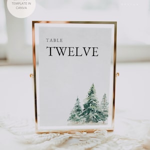Pine Tree Table Number Set, Winter Wedding Table Numbers, Christmas ...