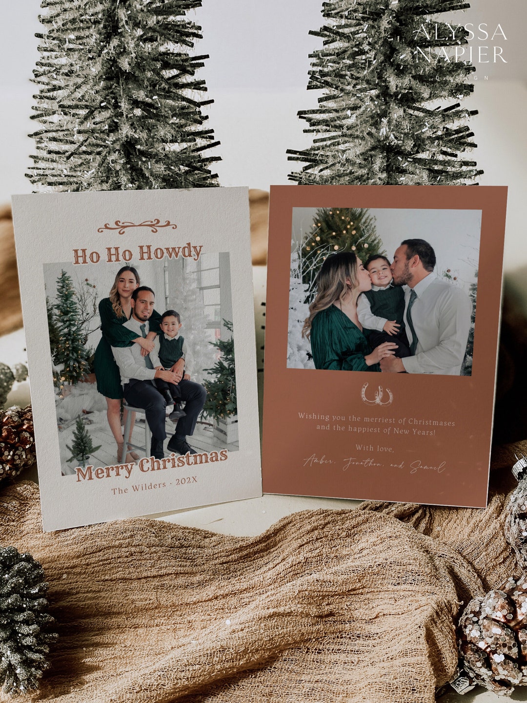 Western Christmas Card With Photo, Ho Ho Howdy Holiday Card Template ...