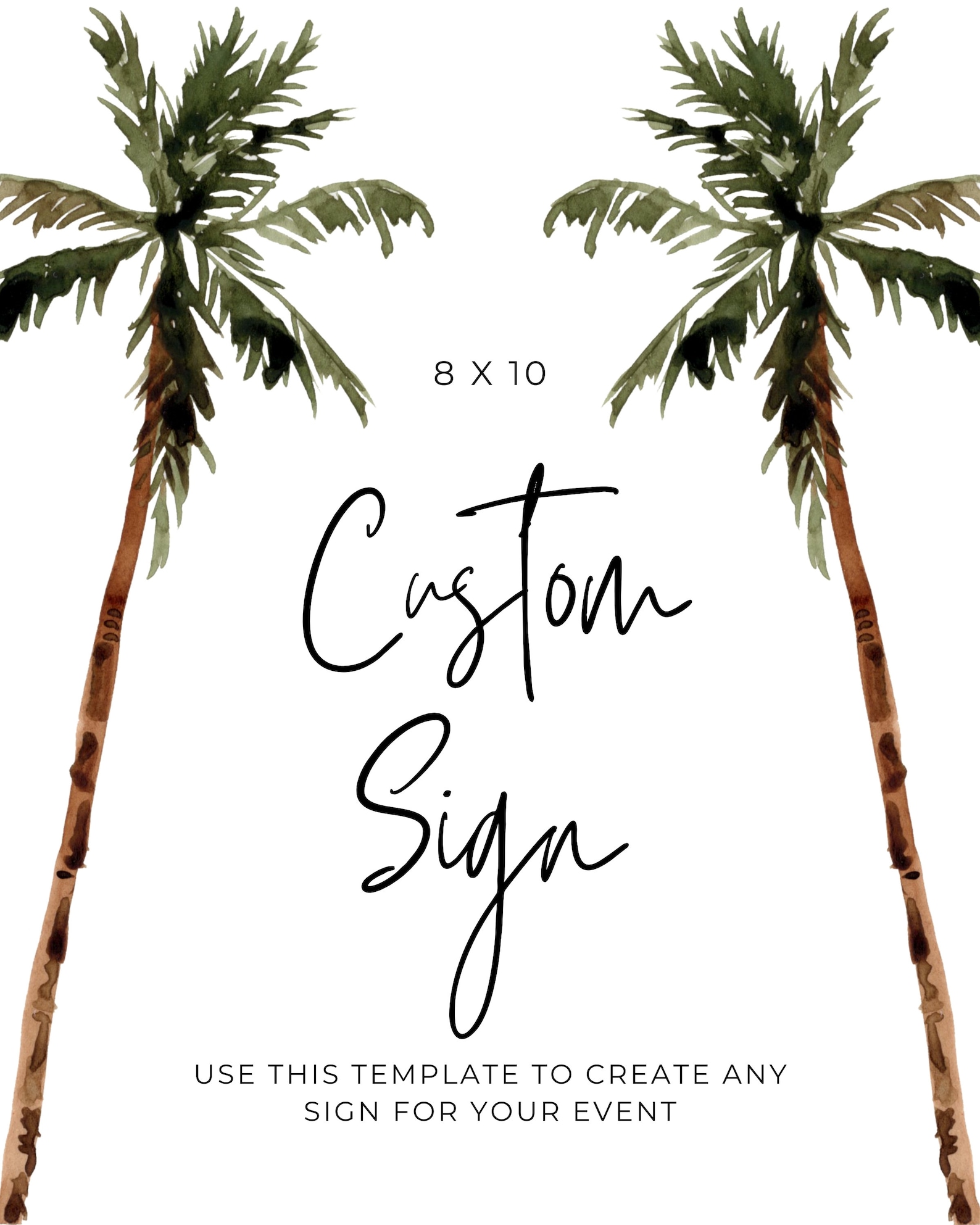 Palm Tree Wedding Sign Custom Editable Tropical Wedding Table - Etsy