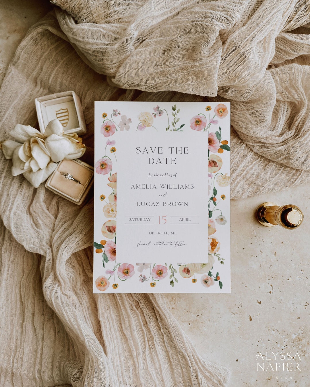 Spring Save the Date, Spring Wedding, Colorful Floral Wedding ...