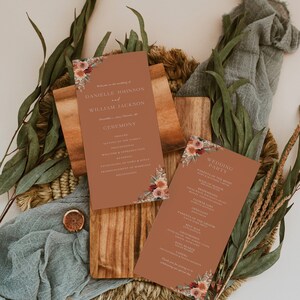 Terracotta Wedding Program Canva Template, Boho Wedding Ceremony ...