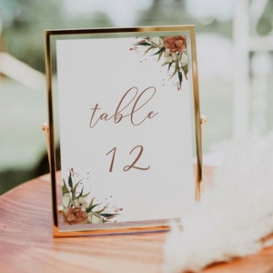 Boho Wedding Table Numbers Template, Terracotta Table Numbers Printable ...