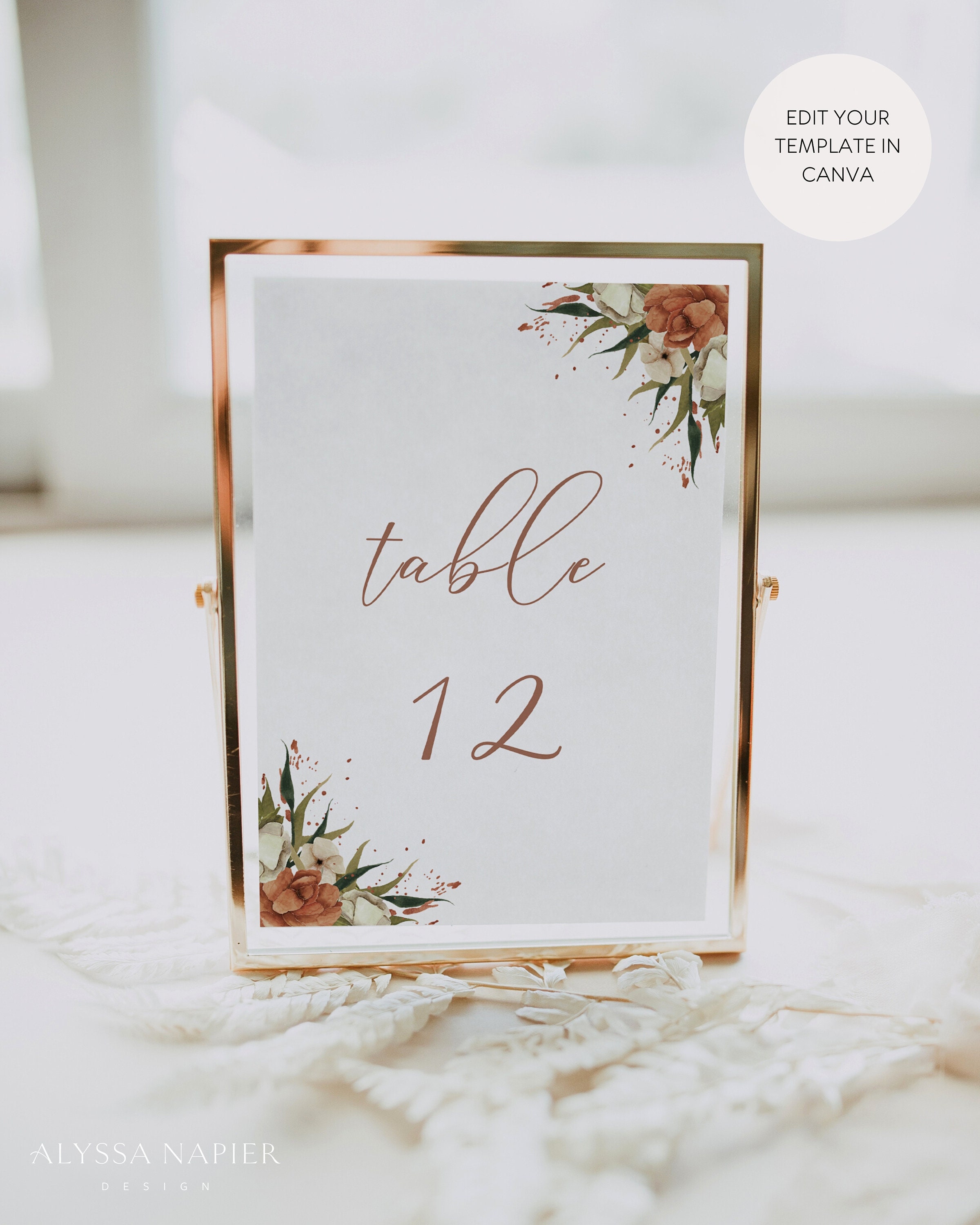 Boho Wedding Table Numbers Template, Terracotta Table Numbers Printable ...