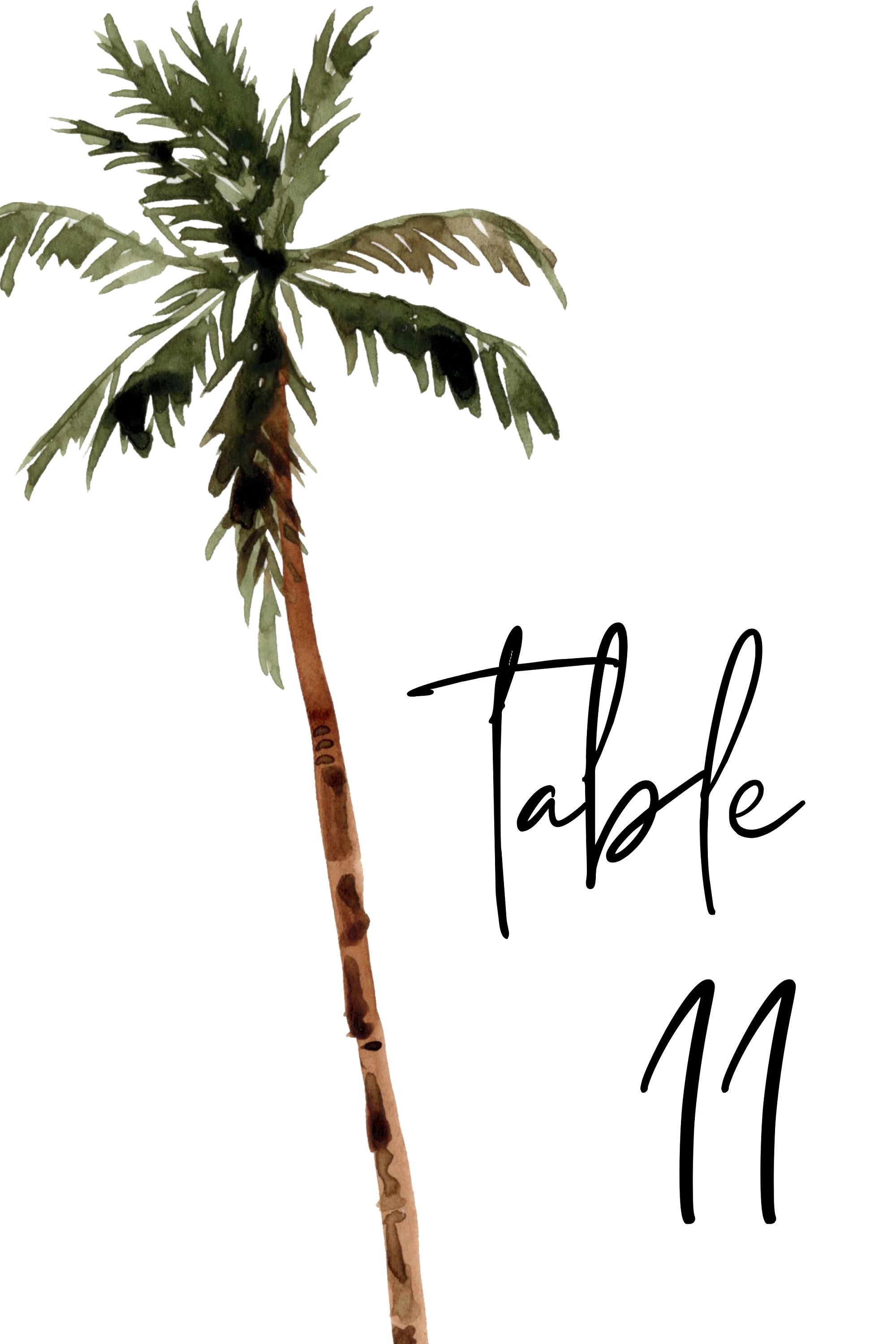 Palm Tree Wedding Table Numbers Template Tropical Table | Etsy