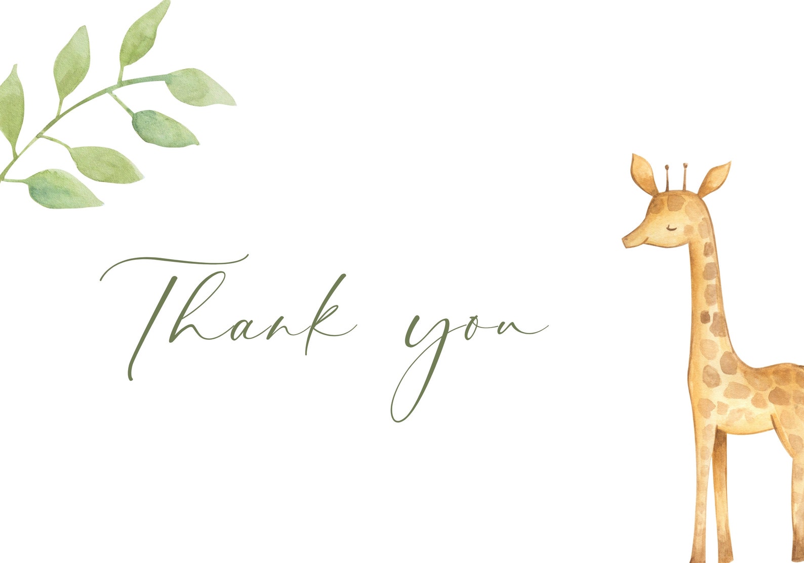 Giraffe Thank You Cards Safari Thank You Cards Printable - Etsy