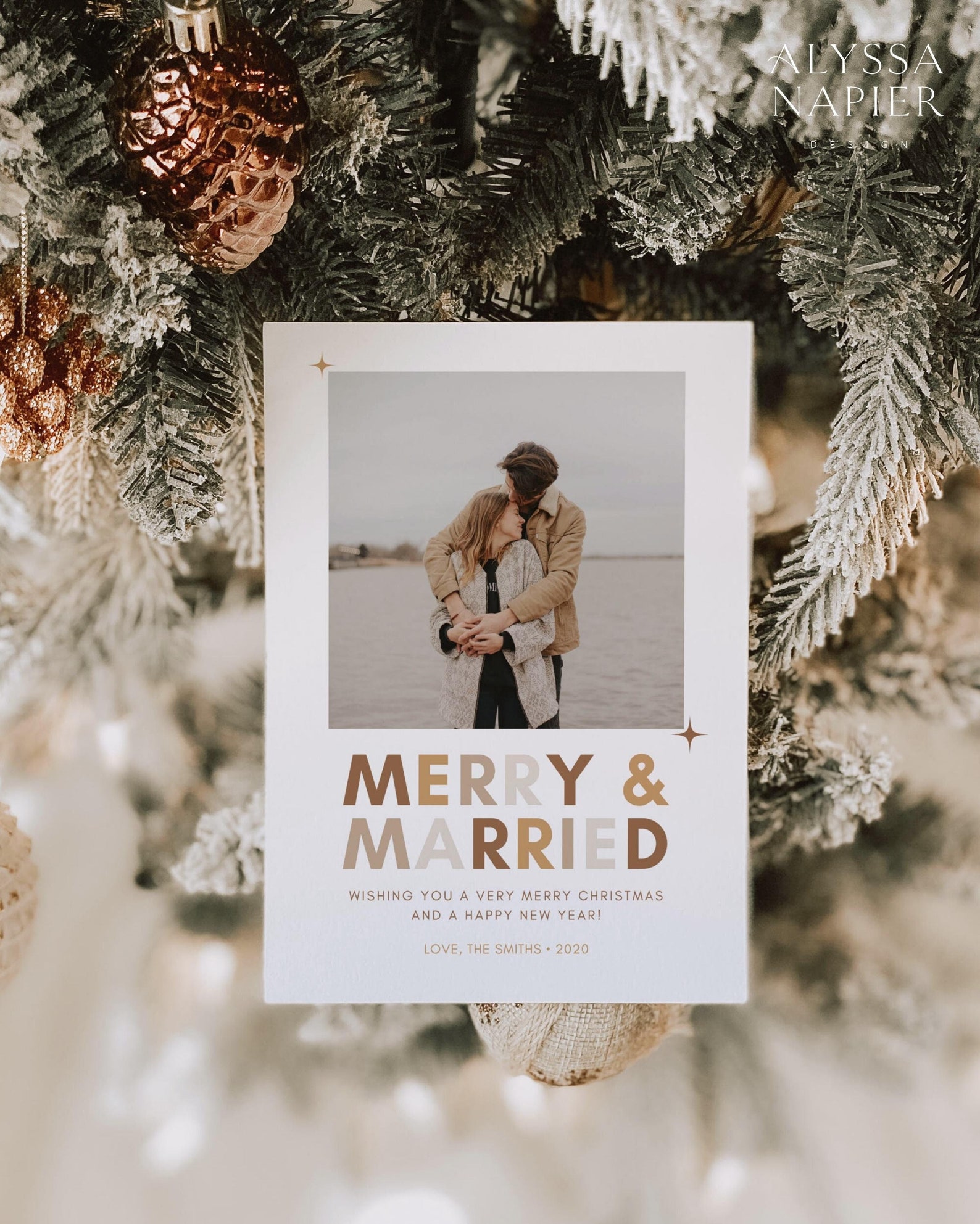 Merry and Married Christmas Card Newlywed Christmas Card - Etsy