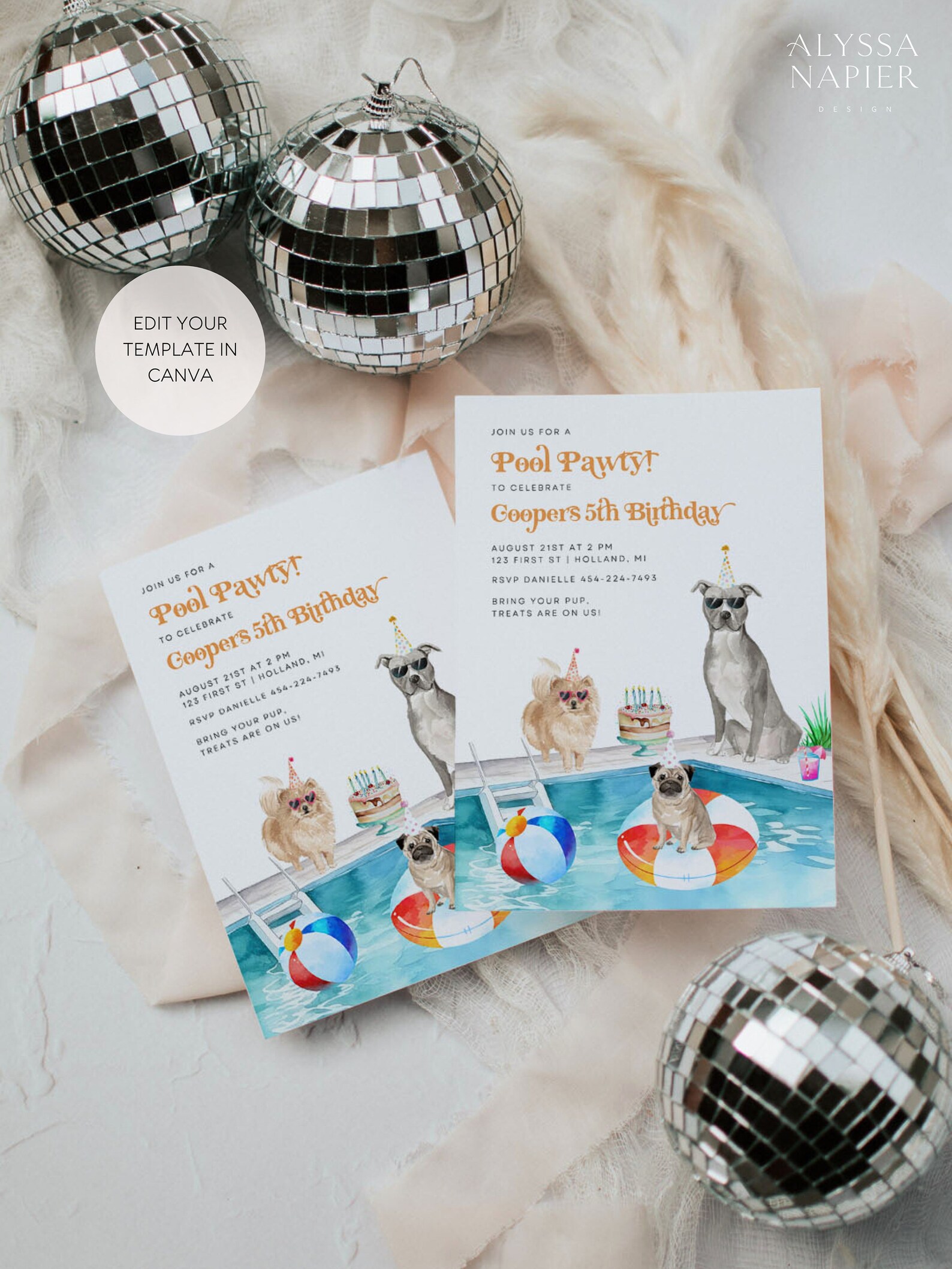 Pool Pawty Dog Pool Party Invitation Instant Download Birthday ...