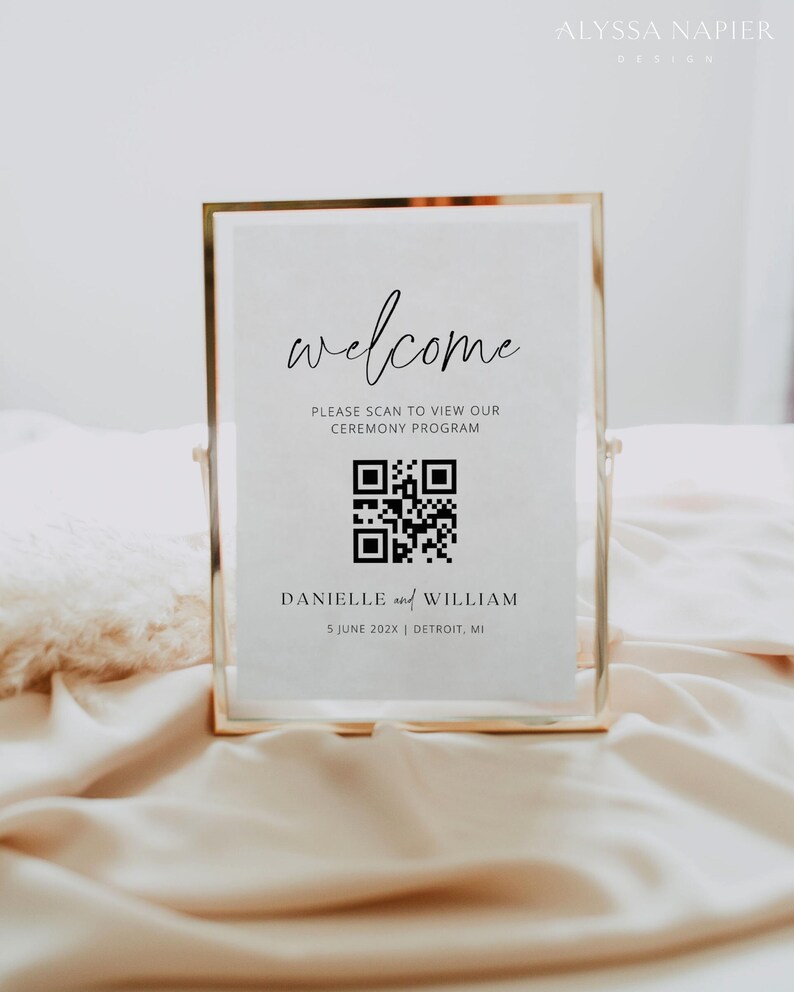 Wedding Program QR Code Sign Digital Wedding Program Sign - Etsy