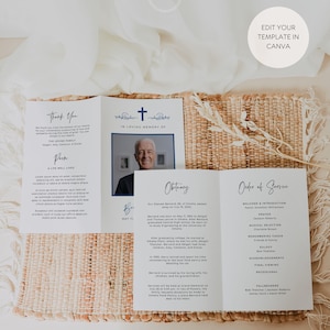 Printable Religious Funeral Program Template for Man, Cross Memorial ...