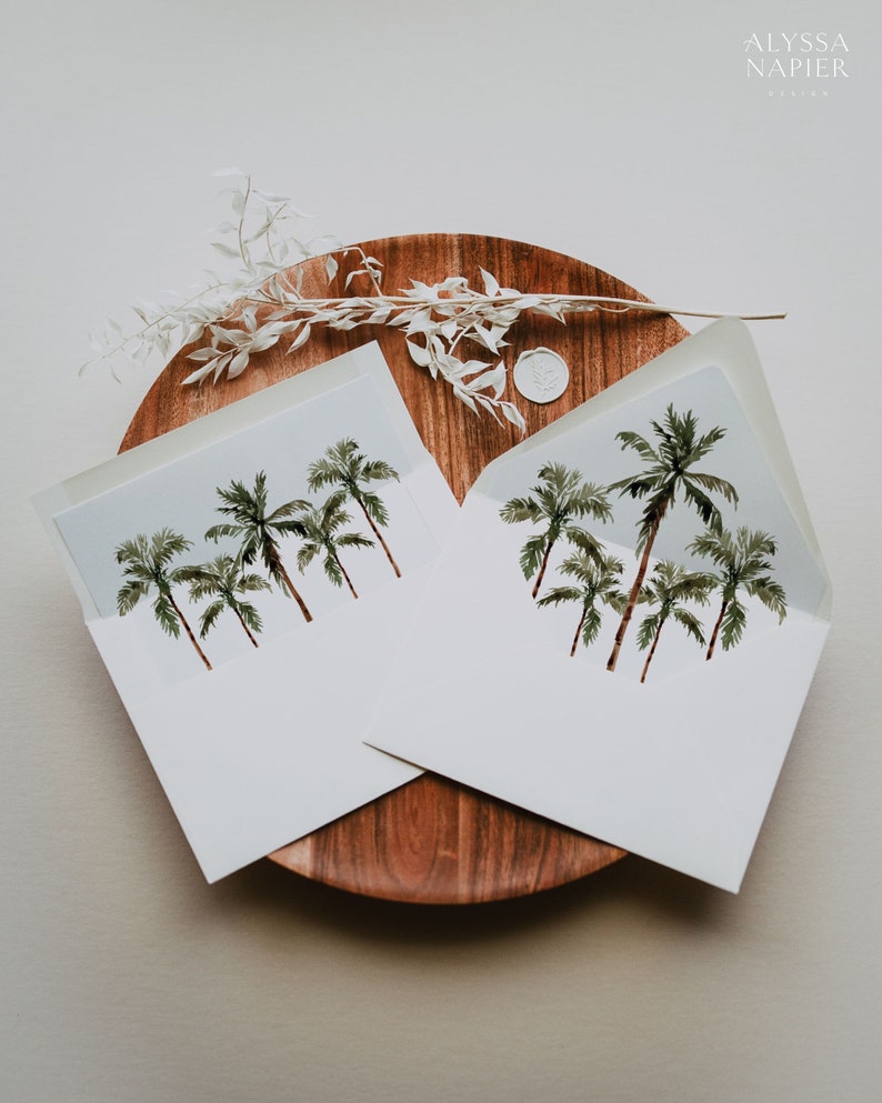 Palm Tree Envelope Liner Template, A7 Envelope Liner Template, RSVP ...