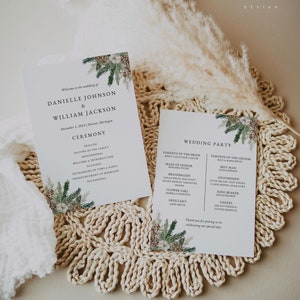 Winter Wedding Program, Pine Wedding Program Template Printable ...
