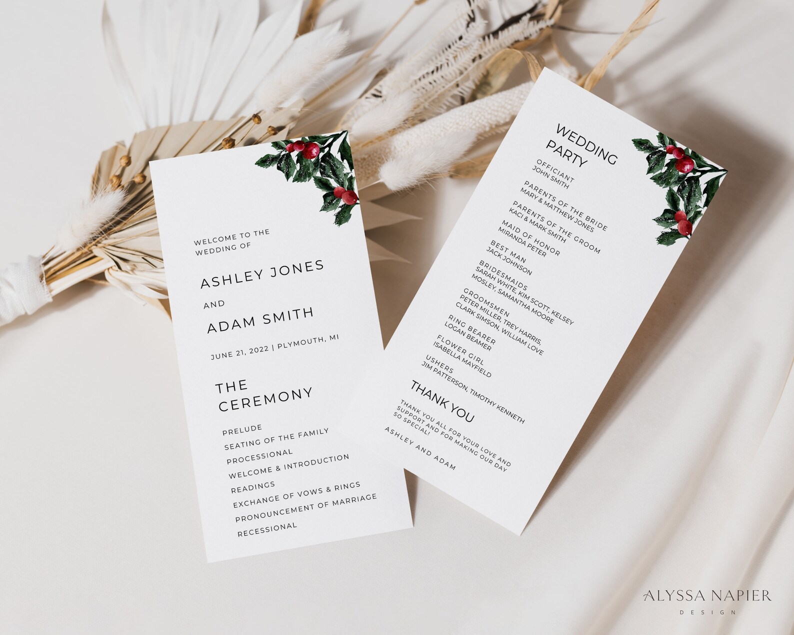 Christmas Wedding Program Template Download Winter Wedding - Etsy
