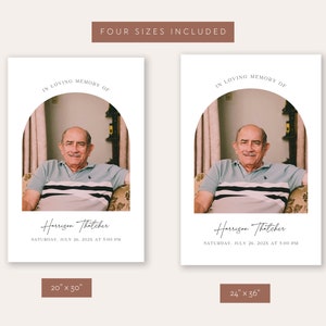 In Loving Memory Sign With Picture, Funeral Welcome Sign for Man ...