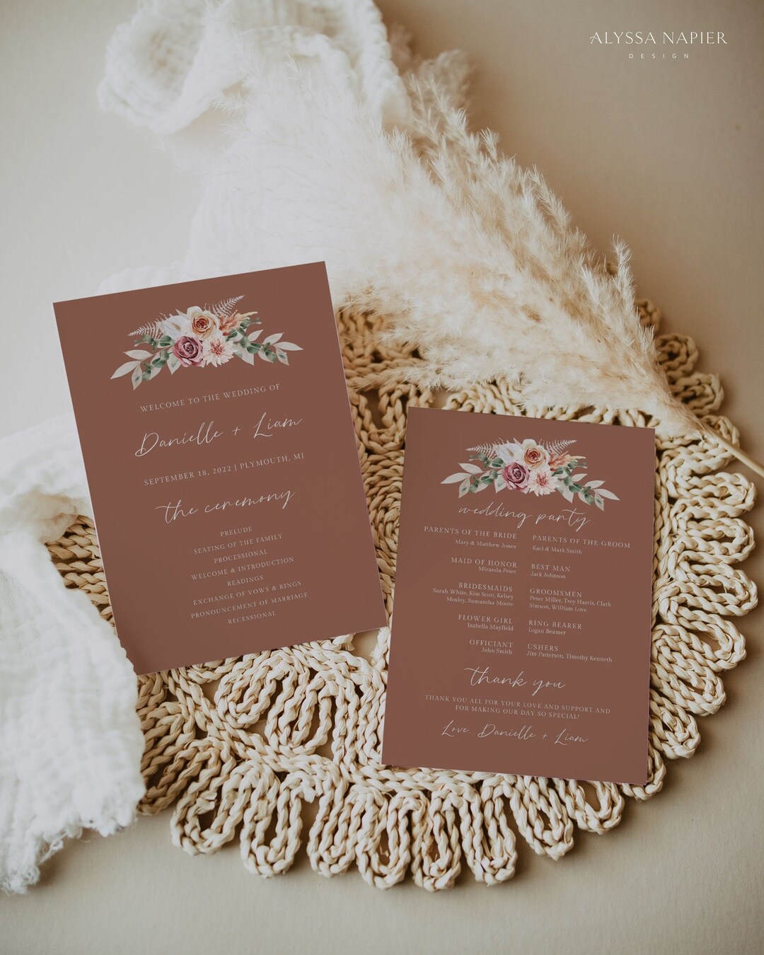 Boho Wedding Program Template Download, Bohemian Wedding Ceremony ...