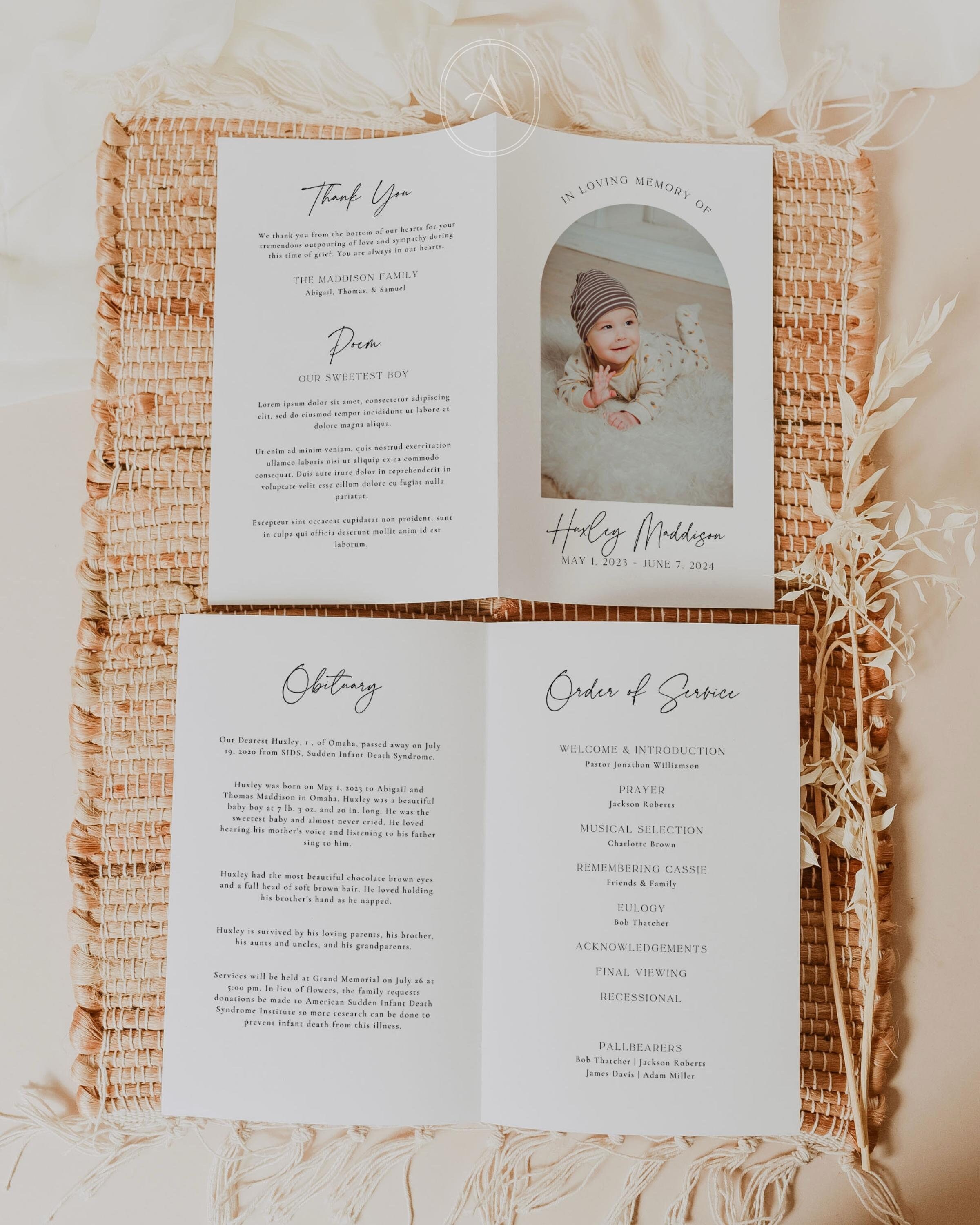 Infant Funeral Program Template Child Memorial Program in - Etsy Australia