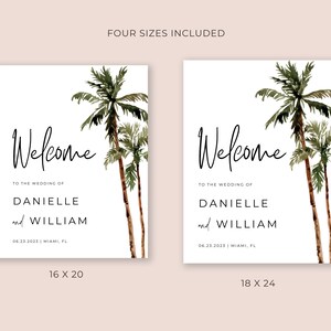 Palm Tree Welcome Sign Template, Tropical Wedding Sign Personalized ...